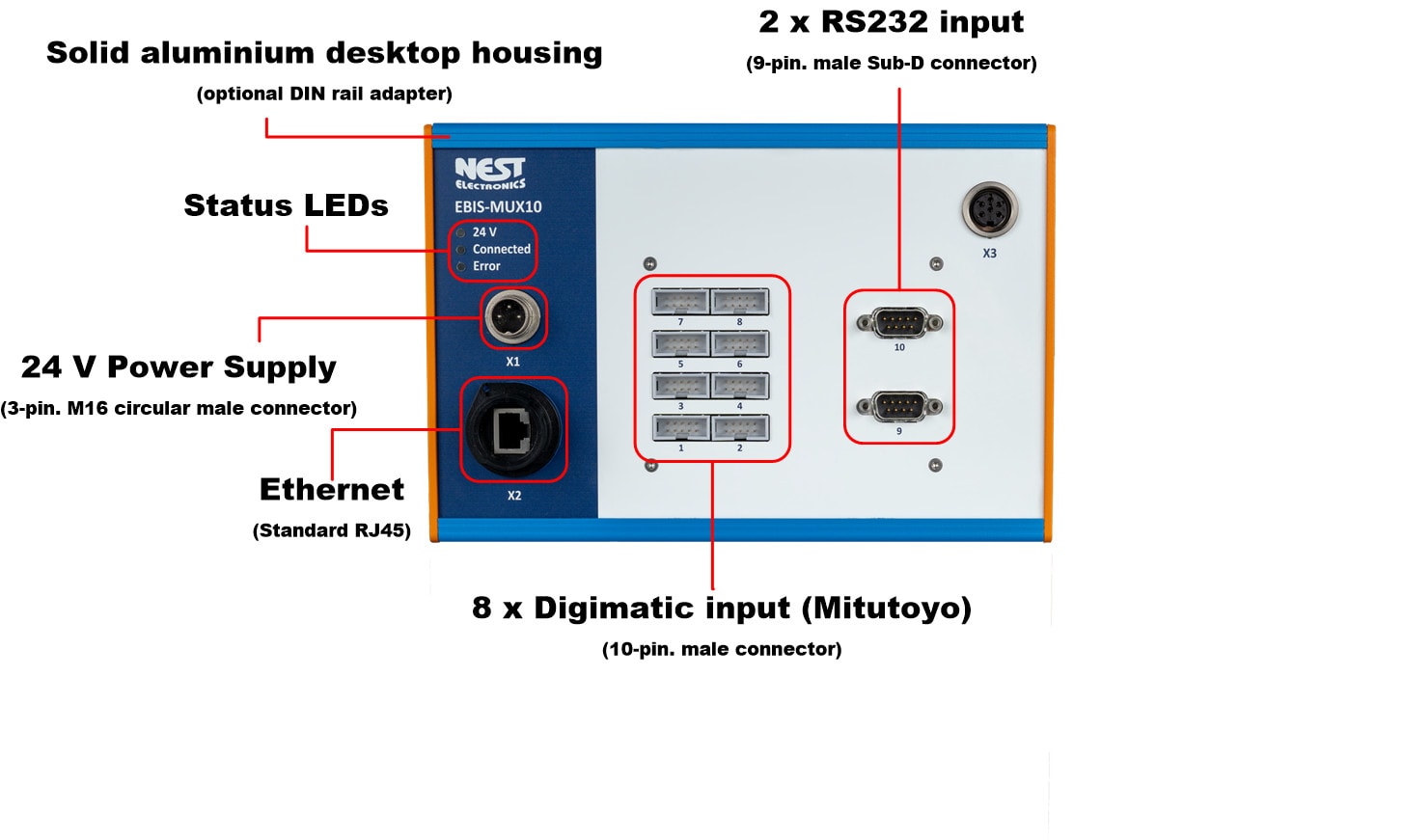 Interface for measurement data logging RS232 / Mitutoyo - EBIS-MUX10